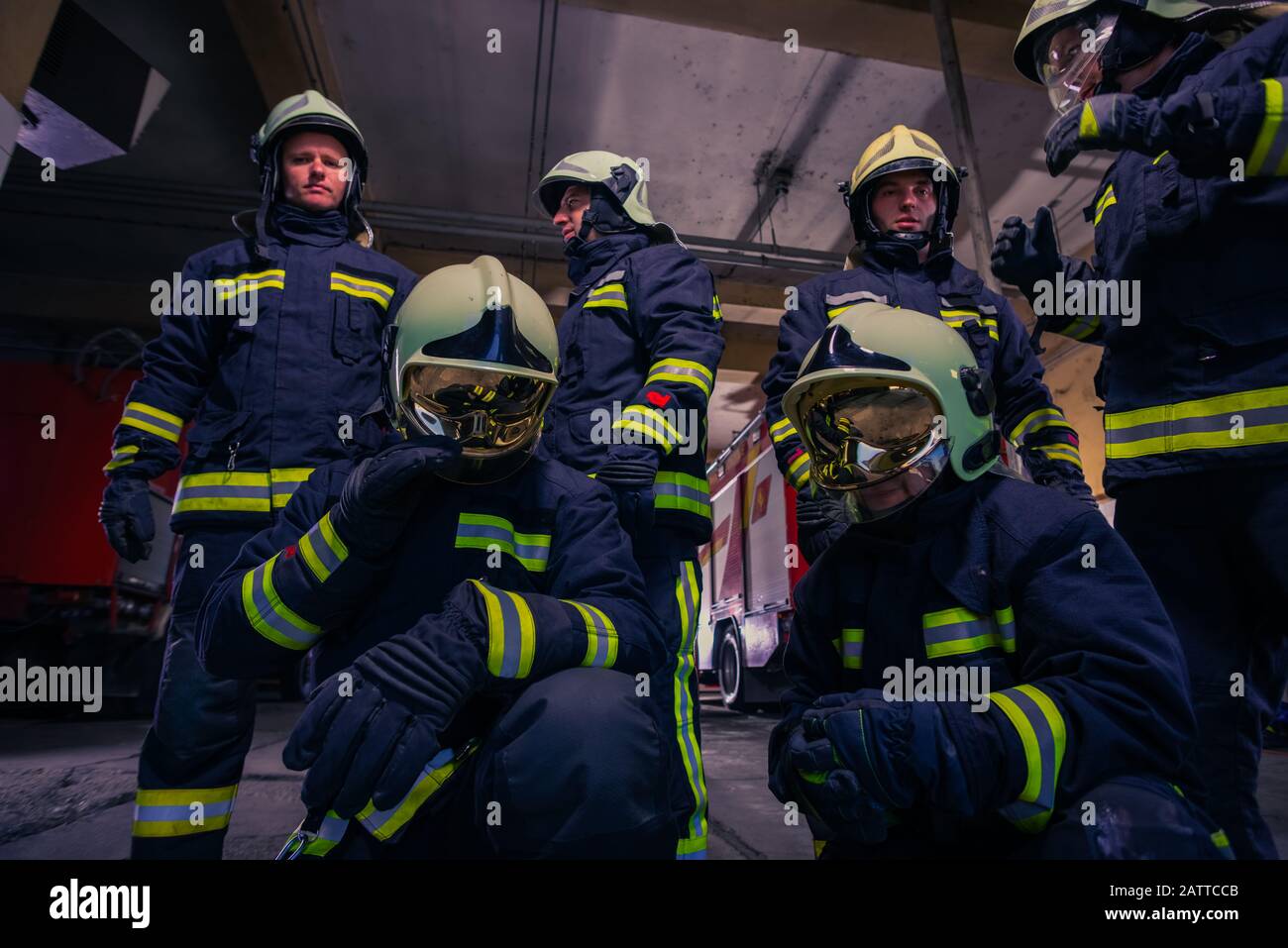Group portrait firefighters fire engine hi-res stock photography and ...