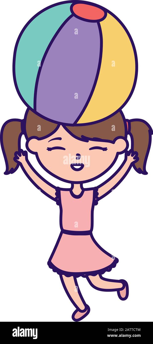 happy childrens day, little girl with ball in head toy celebration ...