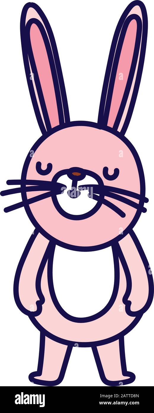 cute little rabbit cartoon character on white background vector ...