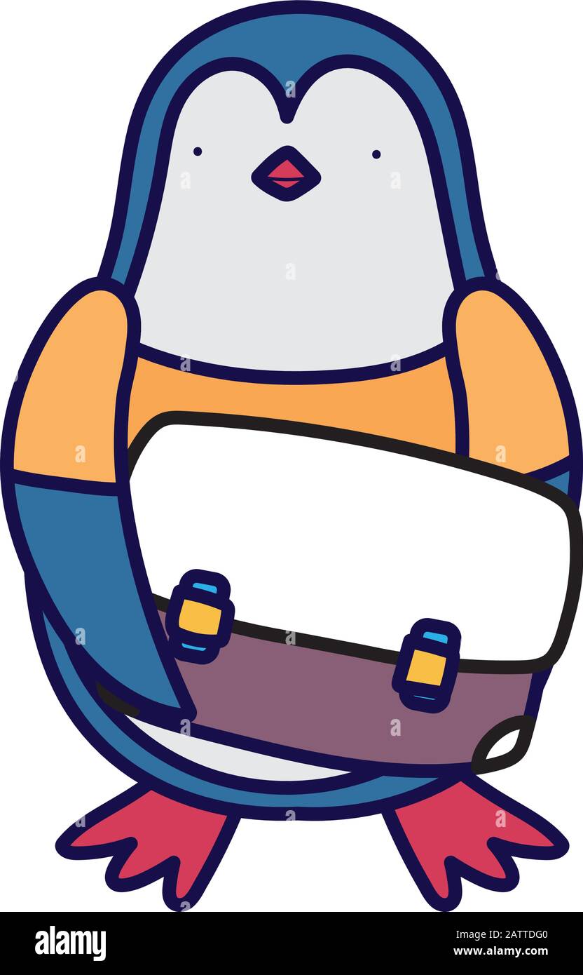 back to school education cute penguin with handbag class vector ...