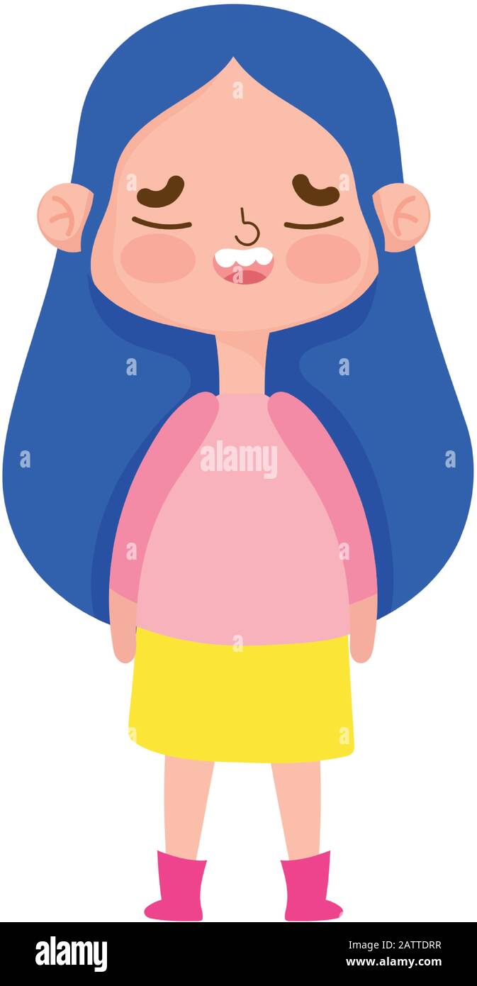 cute girl expression emotion gesture cartoon vector illustration Stock ...