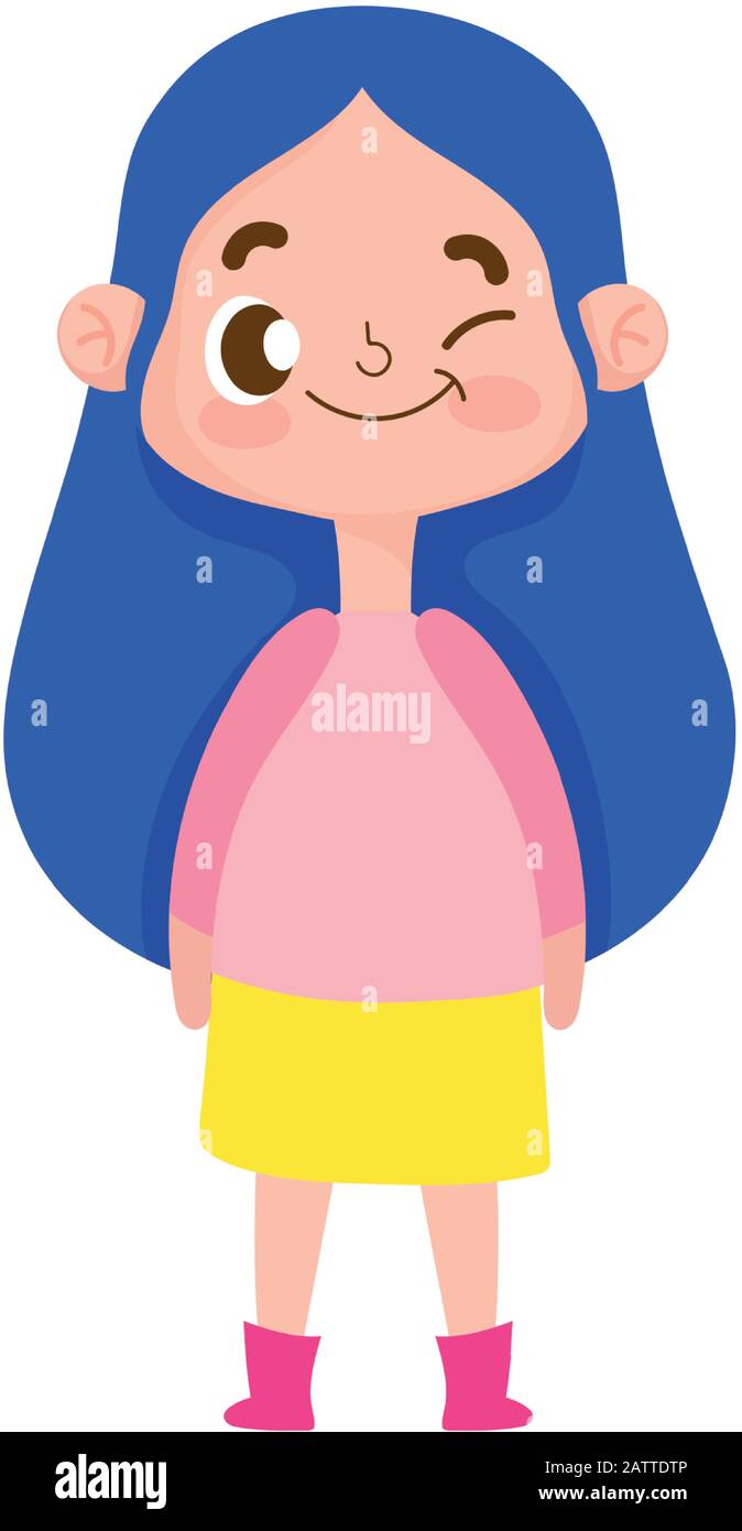 cute girl expression emotion gesture cartoon vector illustration Stock ...