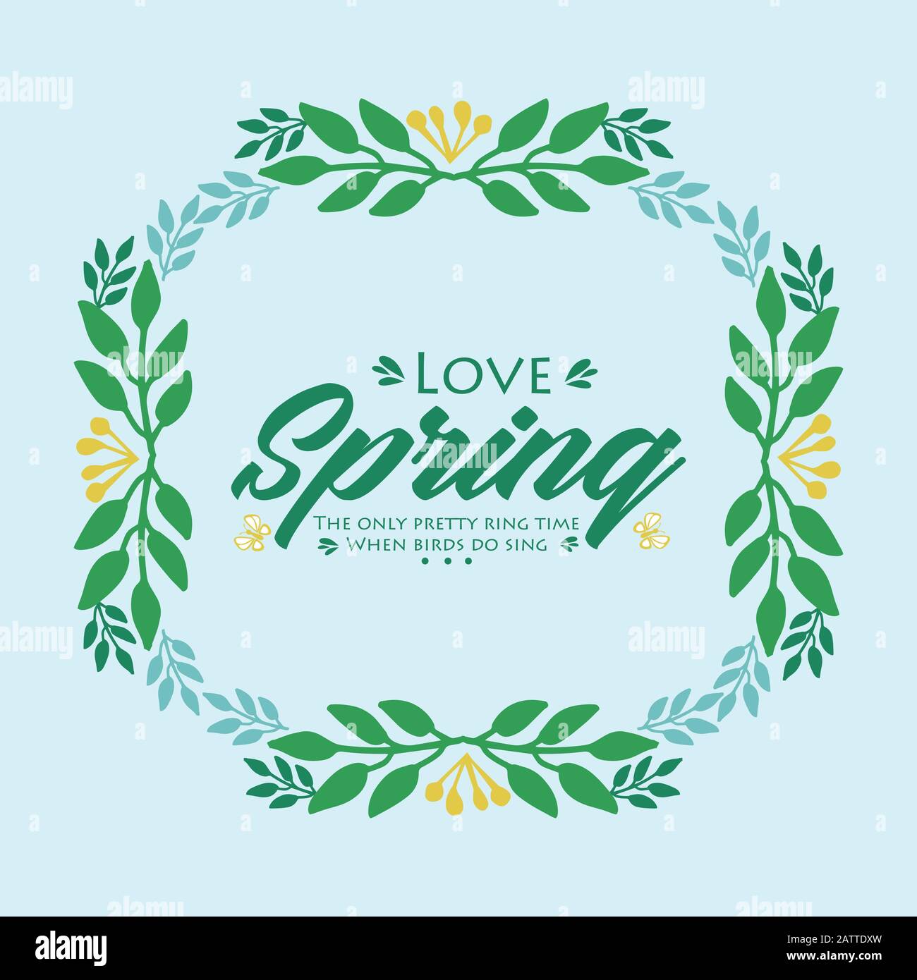 Modern shape of leaf and flower frame, for Love spring greeting card ...