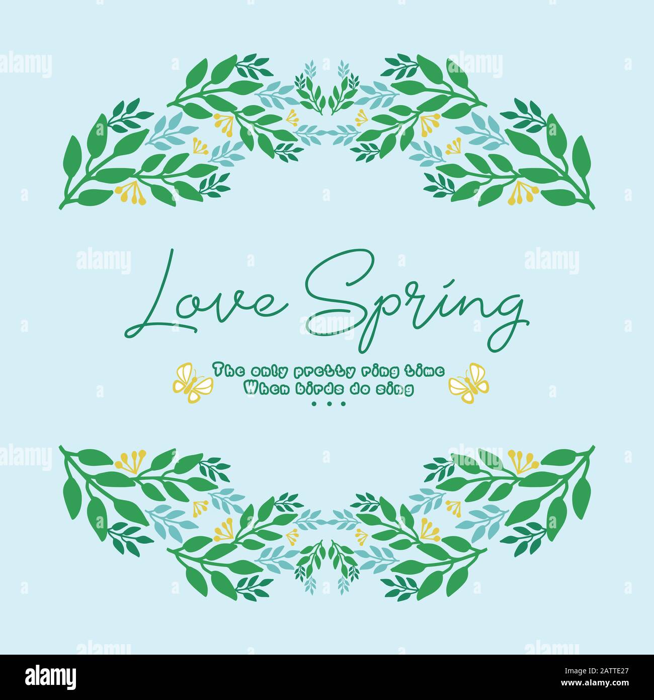 Romantic invitation card design for Love Spring, with leaf and flower ...