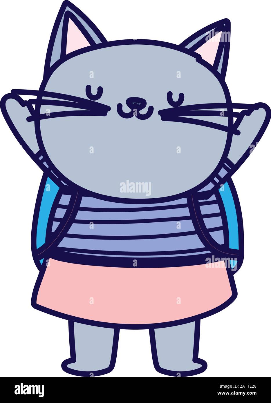 back to school education cute cat with backpack cartoon vector ...