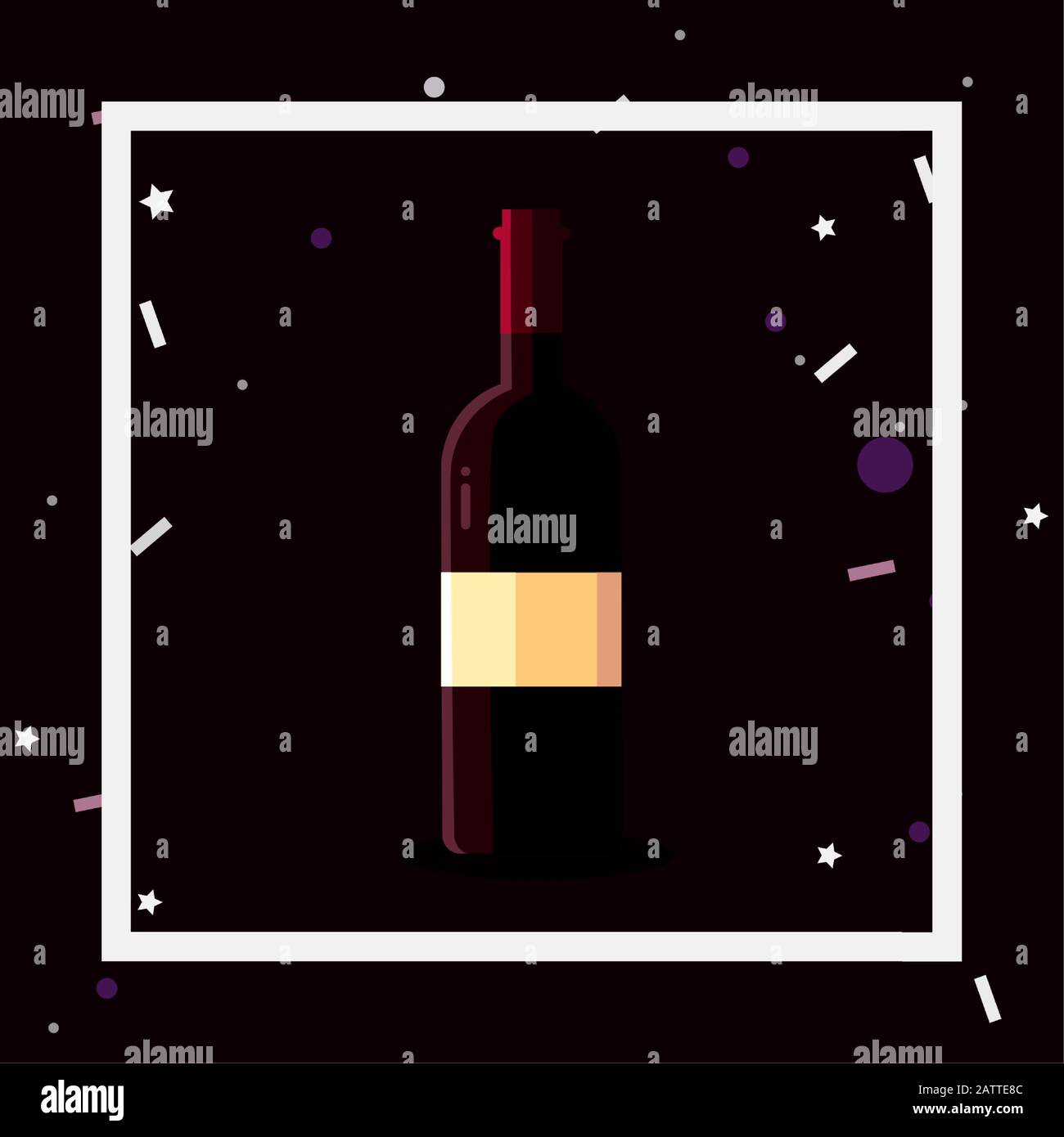 Wine bottle inside frame design, Winery alcohol drink beverage ...