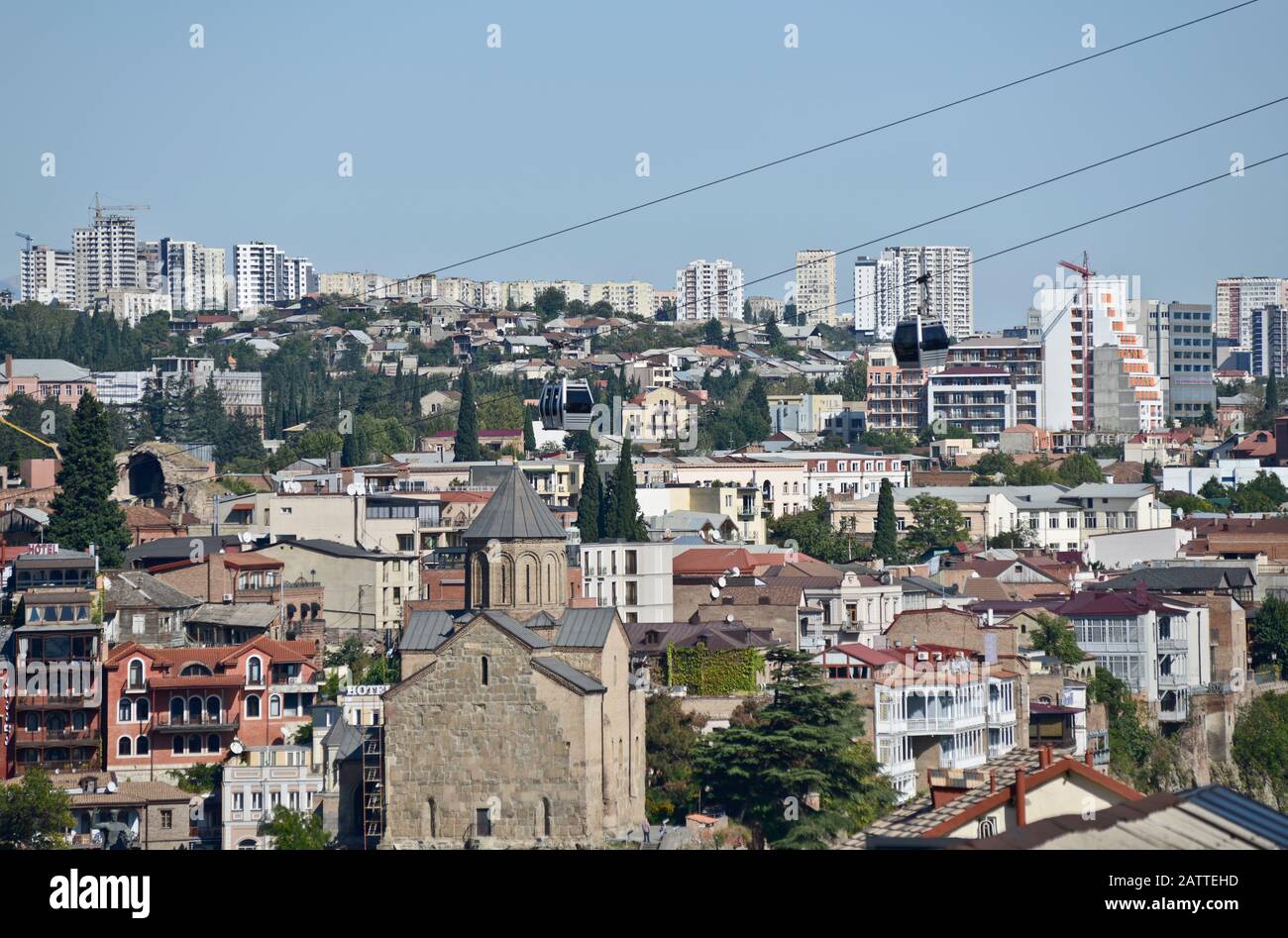 Tbilisi cable car, view from Sololaki Hill (Georgia Stock Photo - Alamy