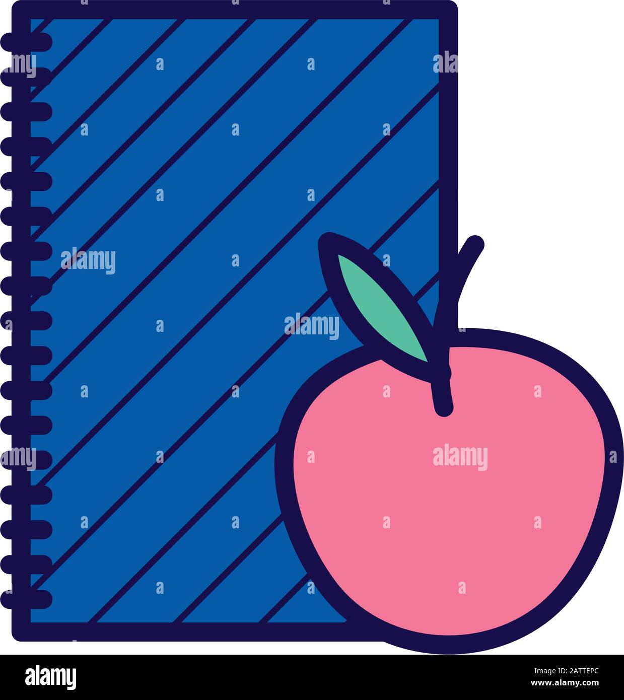 back to school education notebook and apple vector illustration Stock ...