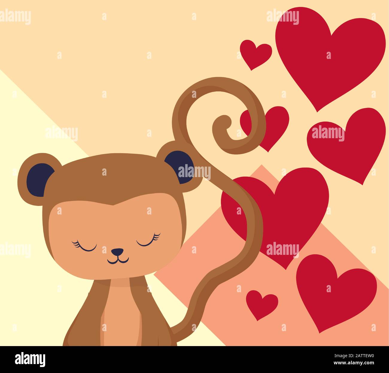 Hearts and monkey cartoon design of love passion romantic valentines ...