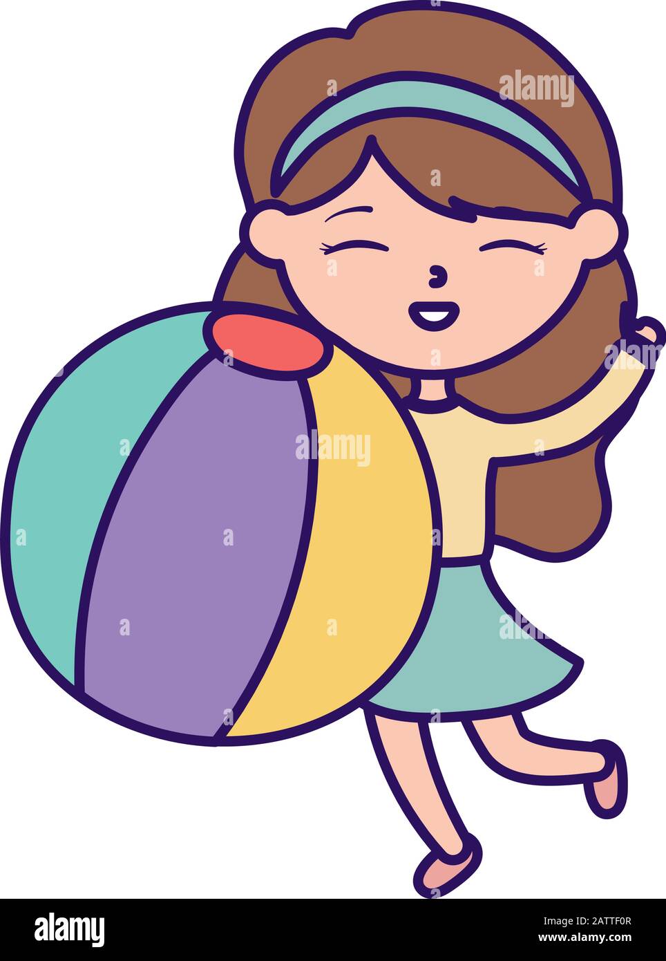 happy childrens day, little girl with ball toy celebration cartoon ...