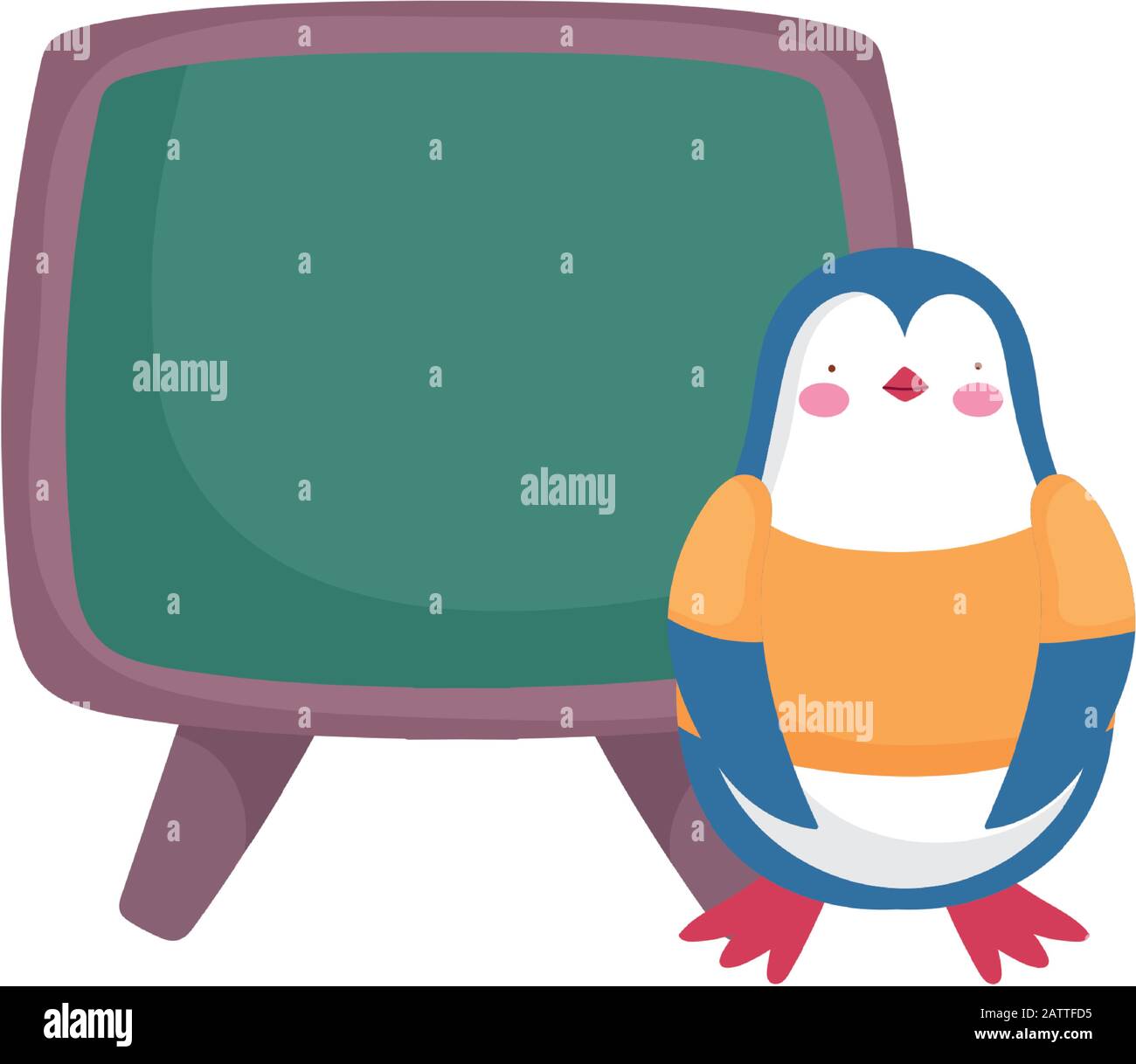 back to school education cute penguin with shirt and chalkboard vector ...