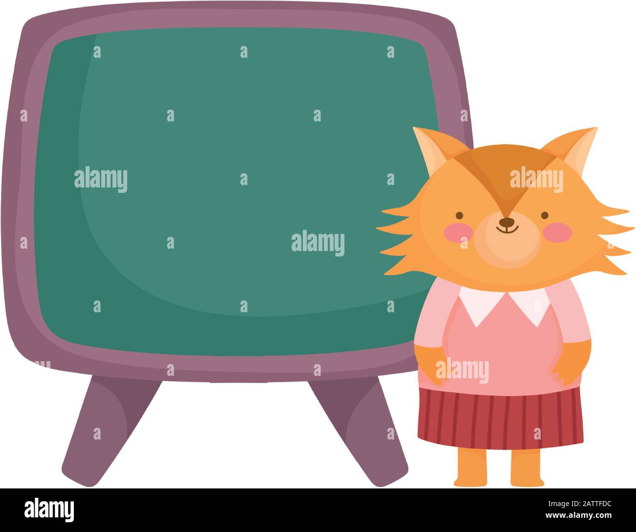 back to school education cute fox female with chalkboard teaching ...