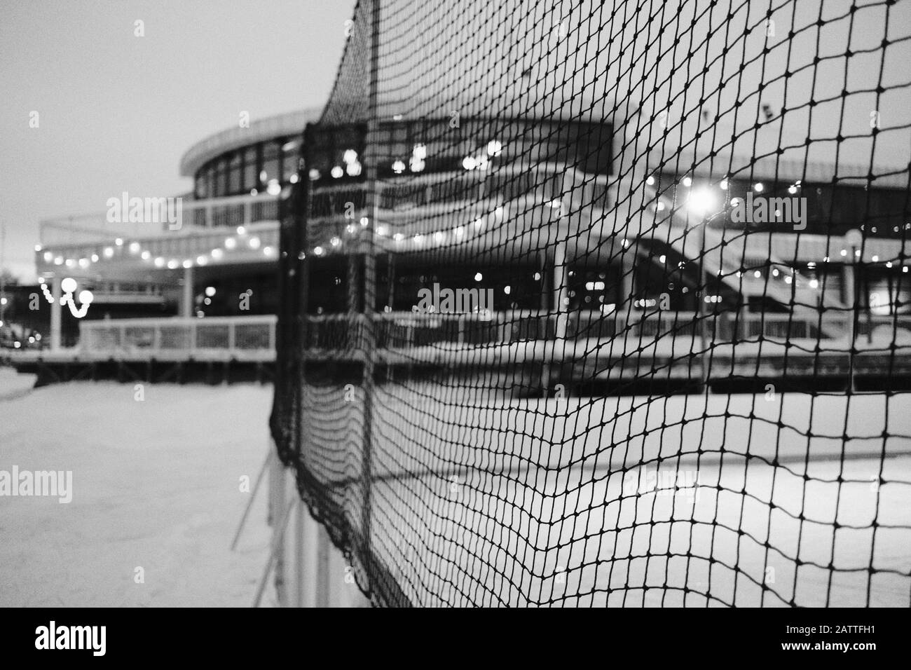 Worlds largest naturally frozen ice skating rink Black and White Stock ...