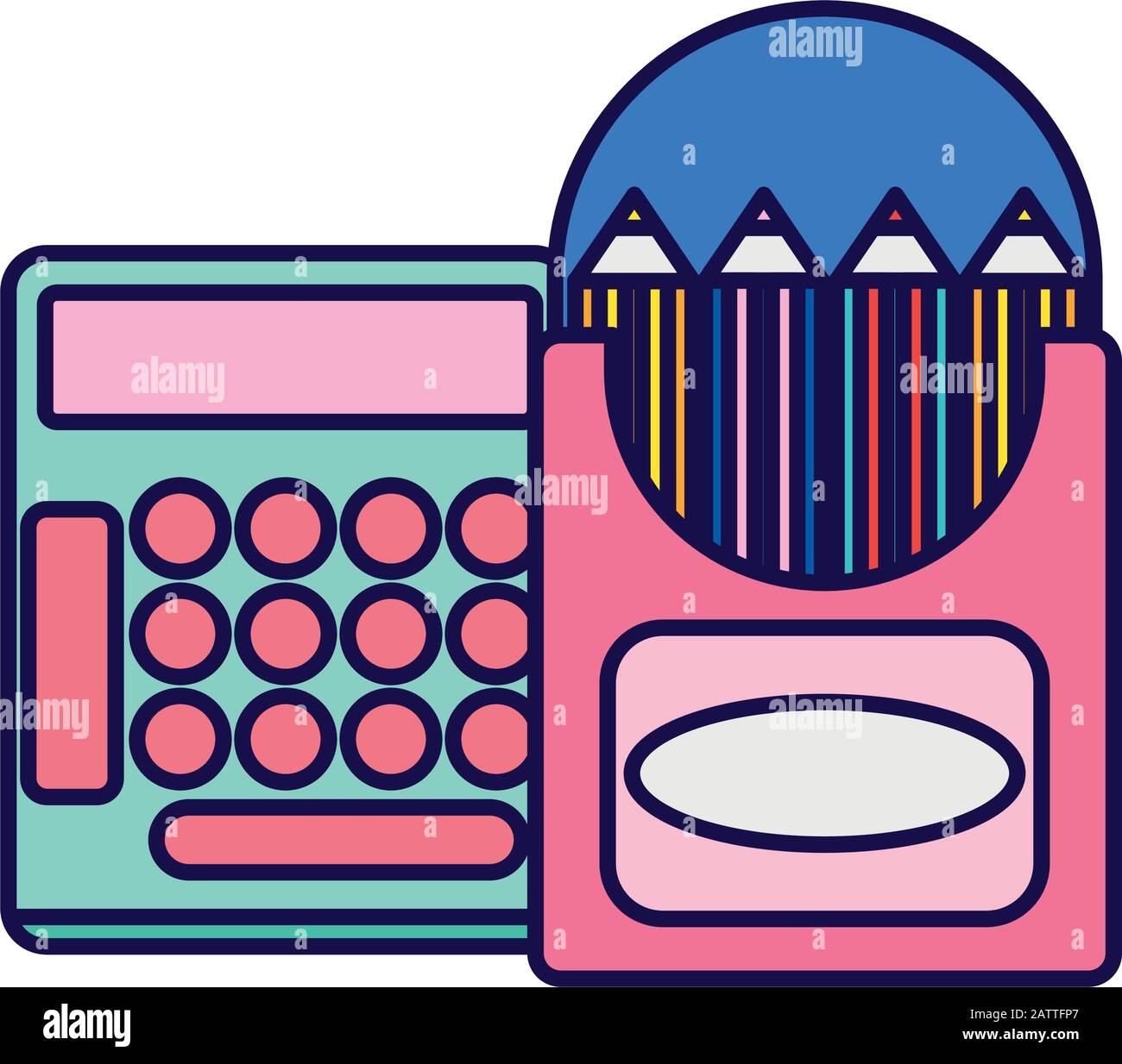back to school education calculator and pencil supplies vector ...