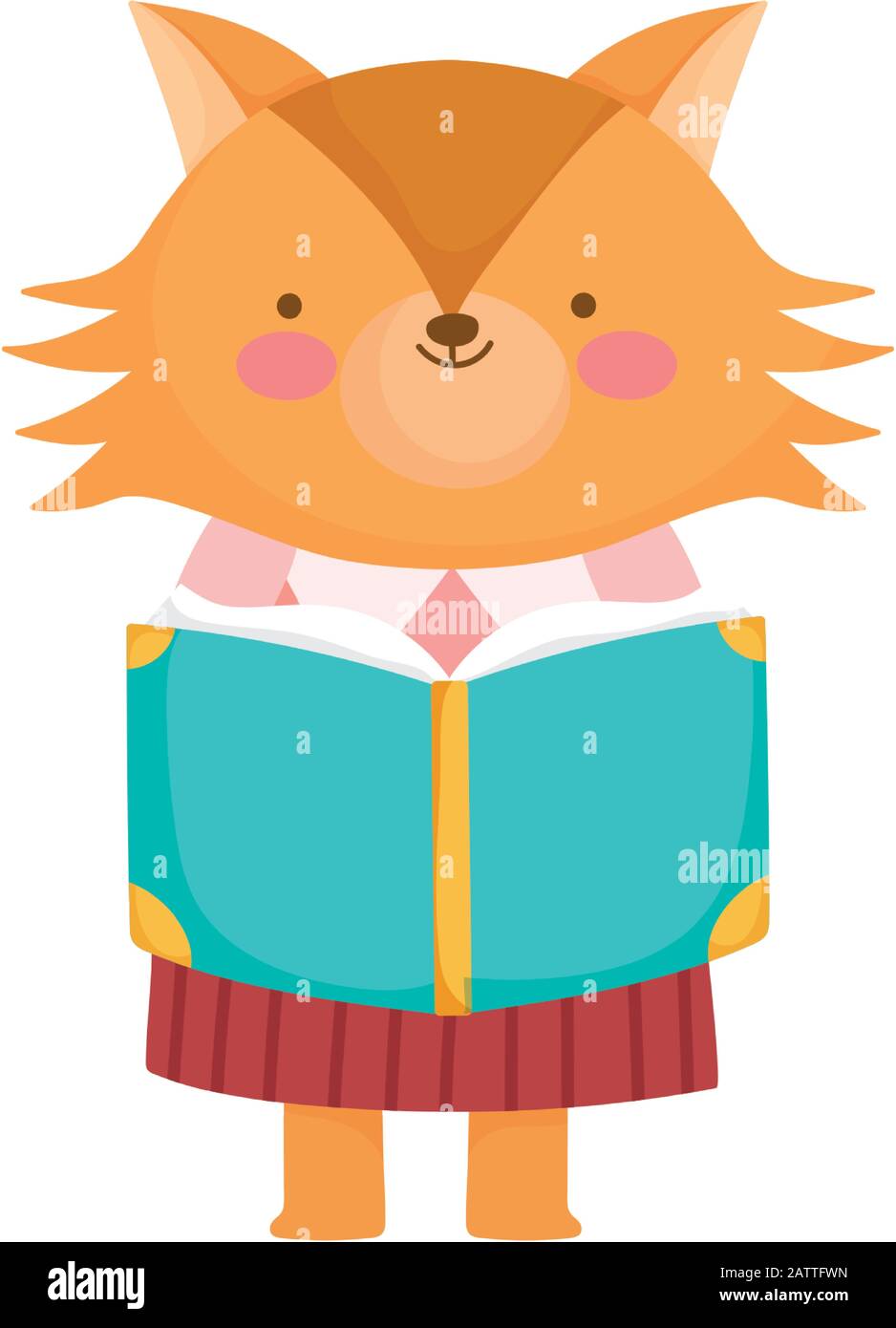 back to school education cute fox female reading book vector ...