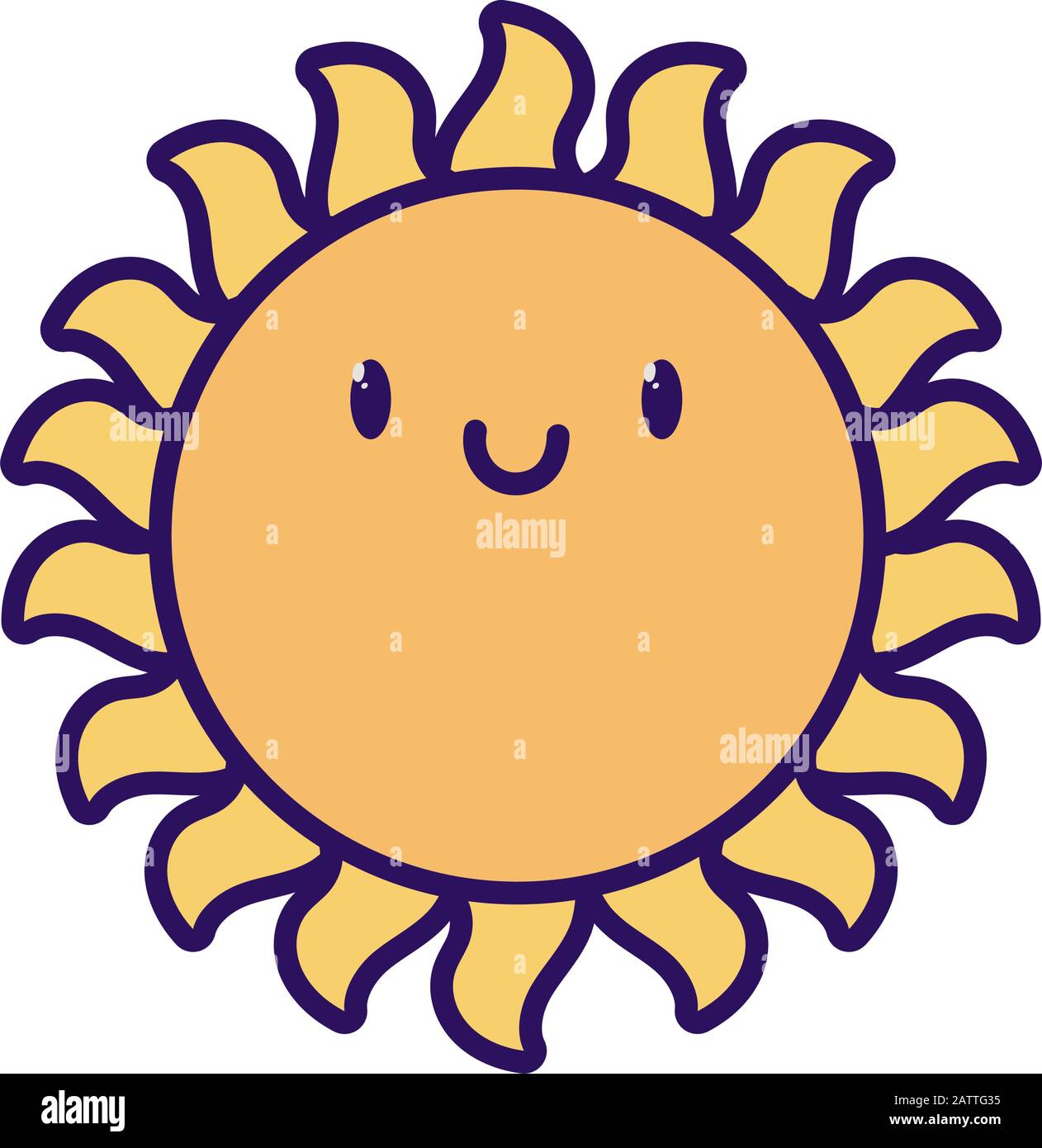 cute kawaii sun summer cartoon character on white background vector ...