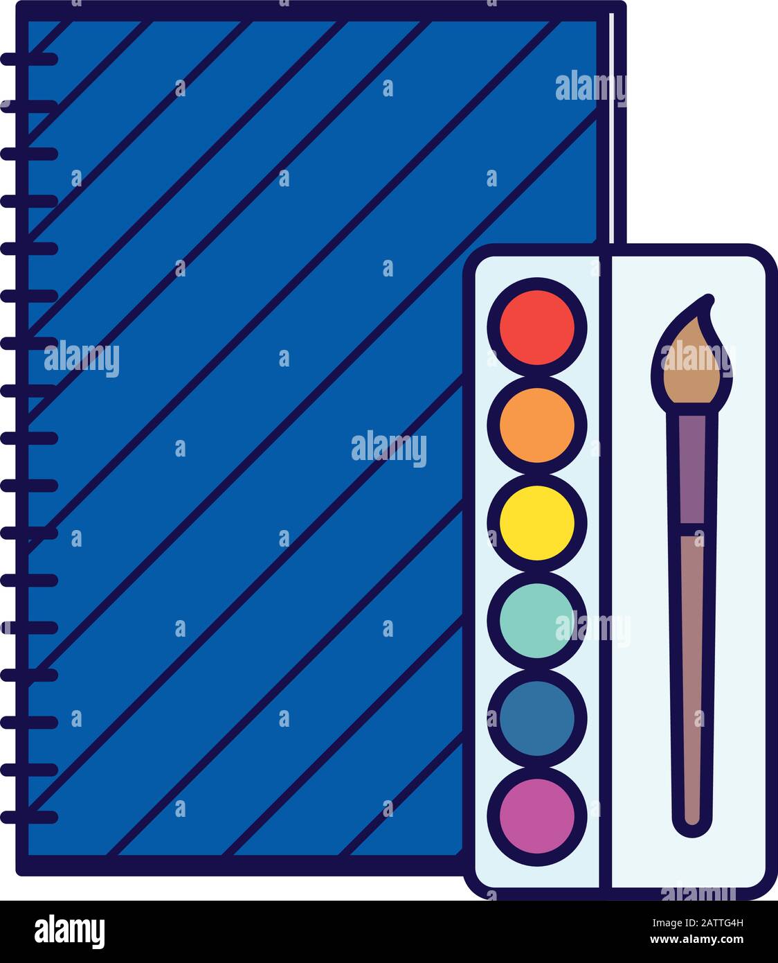 back to school education notebook with spiral and palette color ...