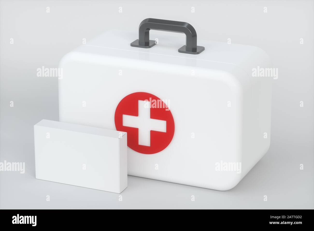 Medical kit and emergency medical equipment with white background,3d ...