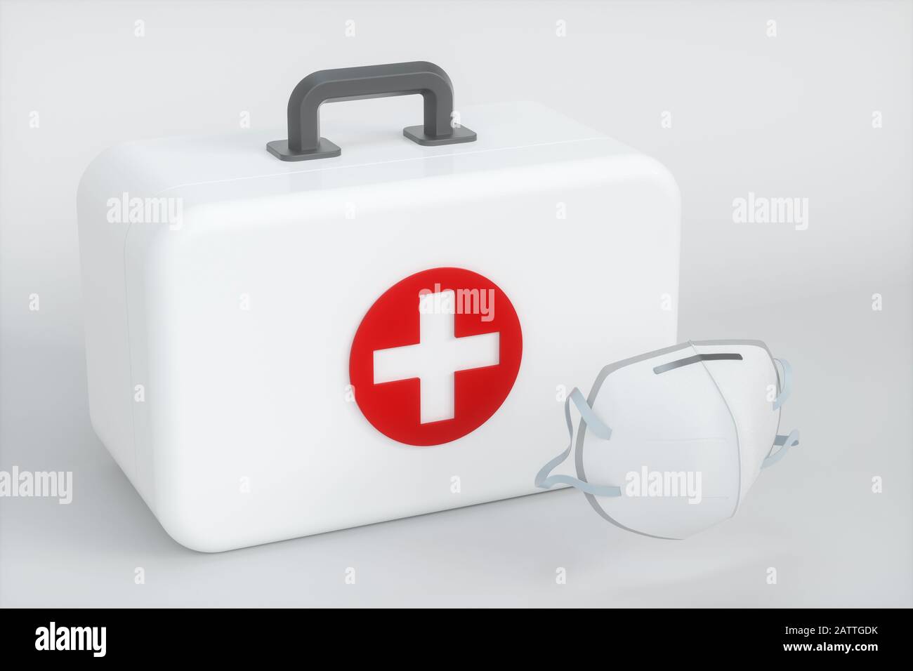 Medical kit and emergency medical equipment with white background,3d ...