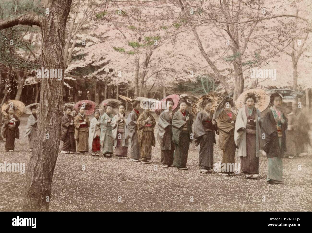 School girls out for a walk in Ueno Park, Tokyo, circa 1890 Stock Photo ...