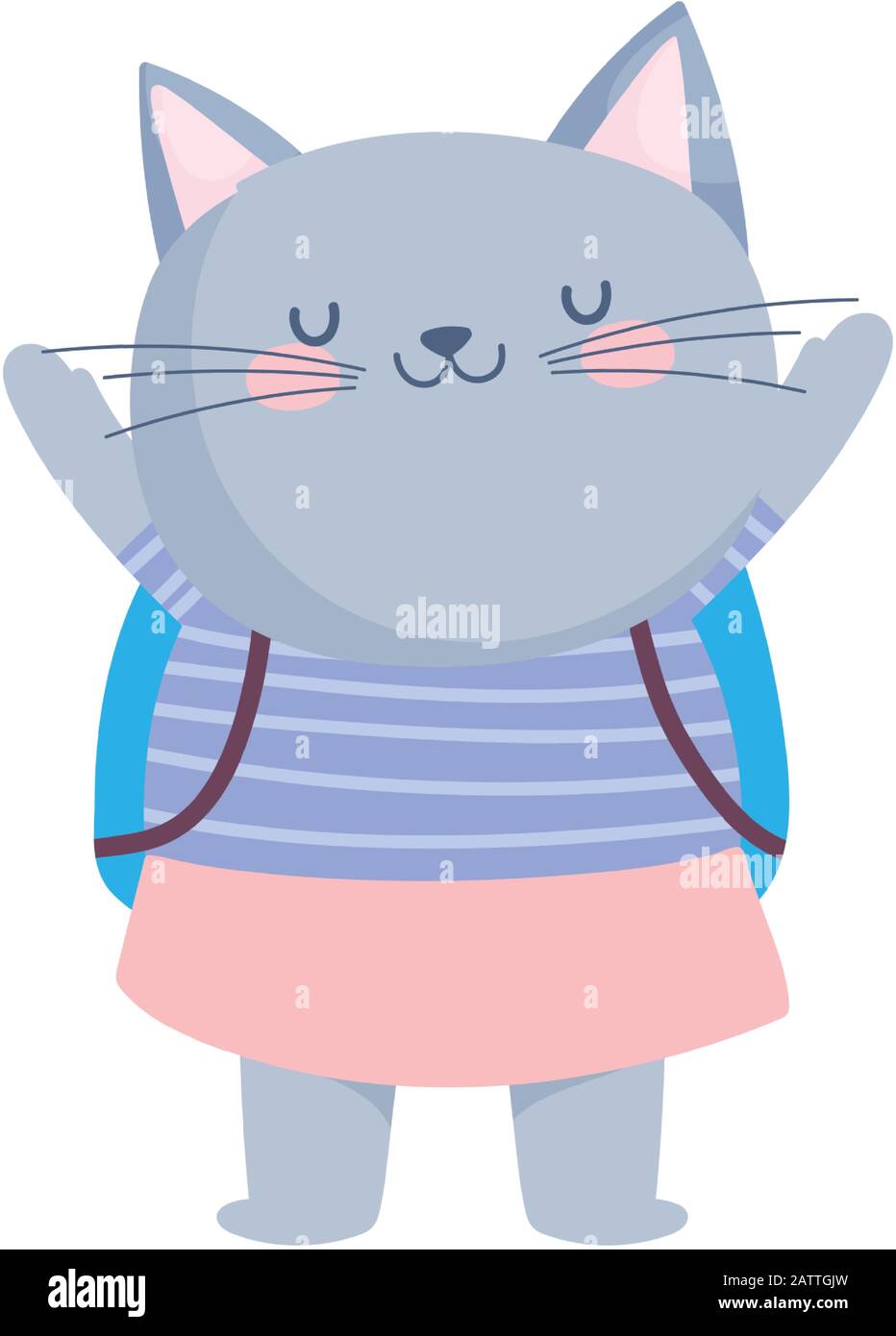 back to school education cute cat with backpack cartoon vector ...