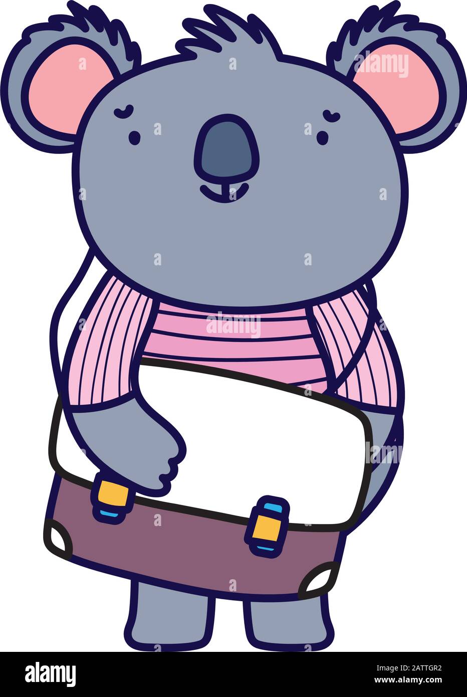 back to school education cute koala with clothes and schoolbag vector ...