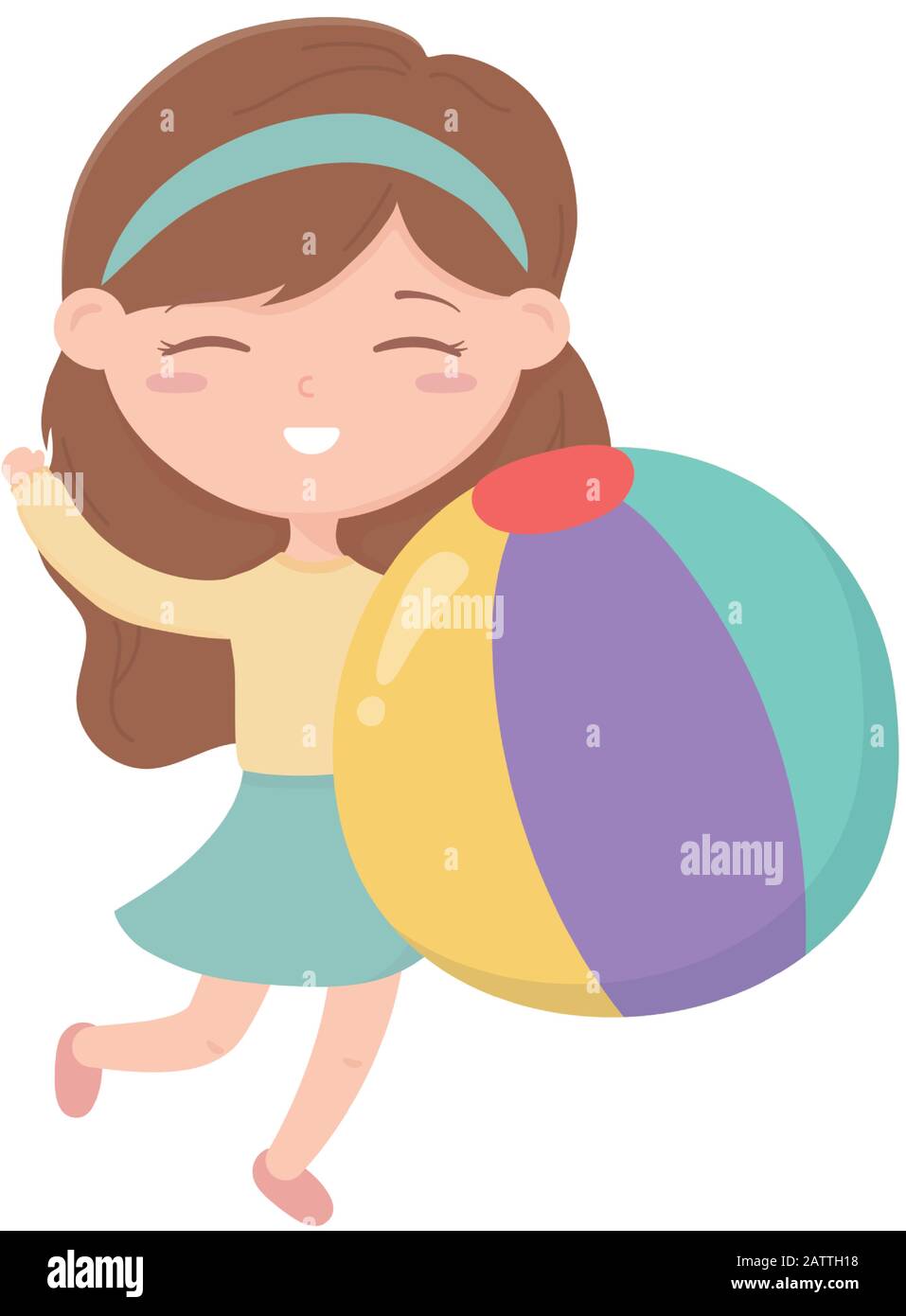 happy childrens day, little girl with ball toy celebration cartoon ...