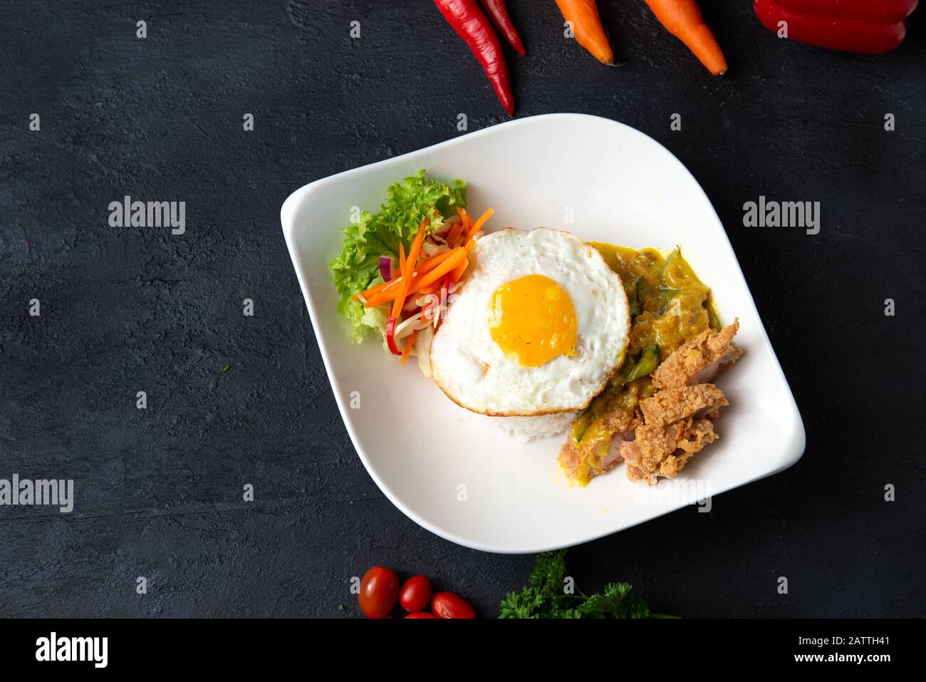 japanese karaage chicken rice with curry Stock Photo - Alamy