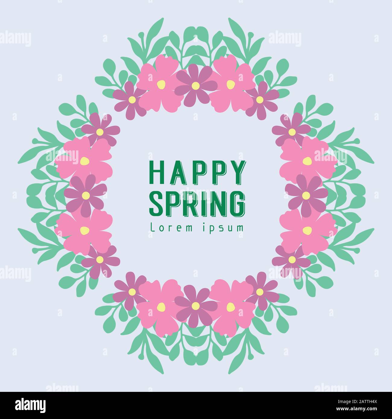 Happy spring greeting card design, with unique pattern of leaf and ...