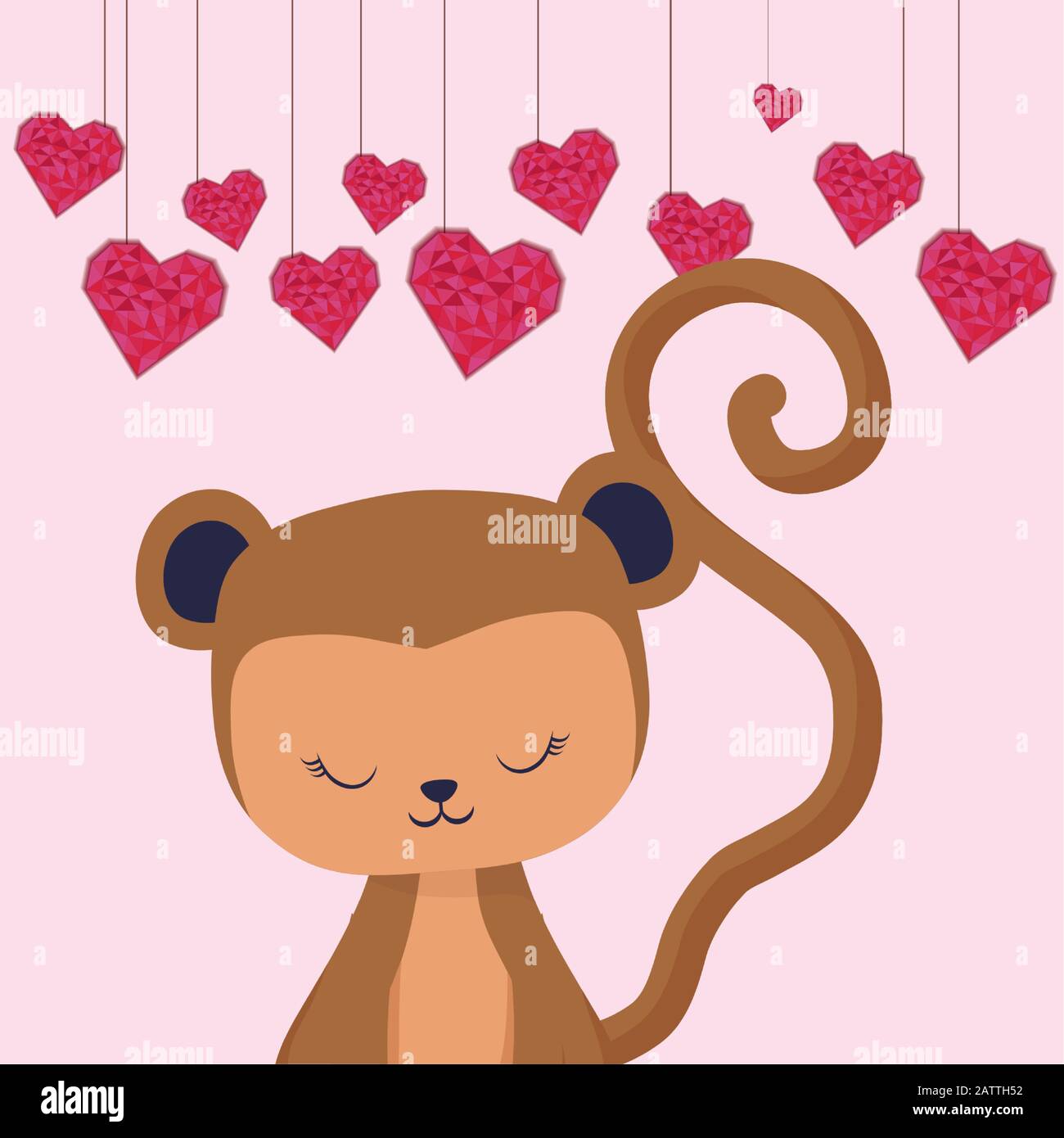 Hearts and monkey cartoon design of love passion romantic valentines ...