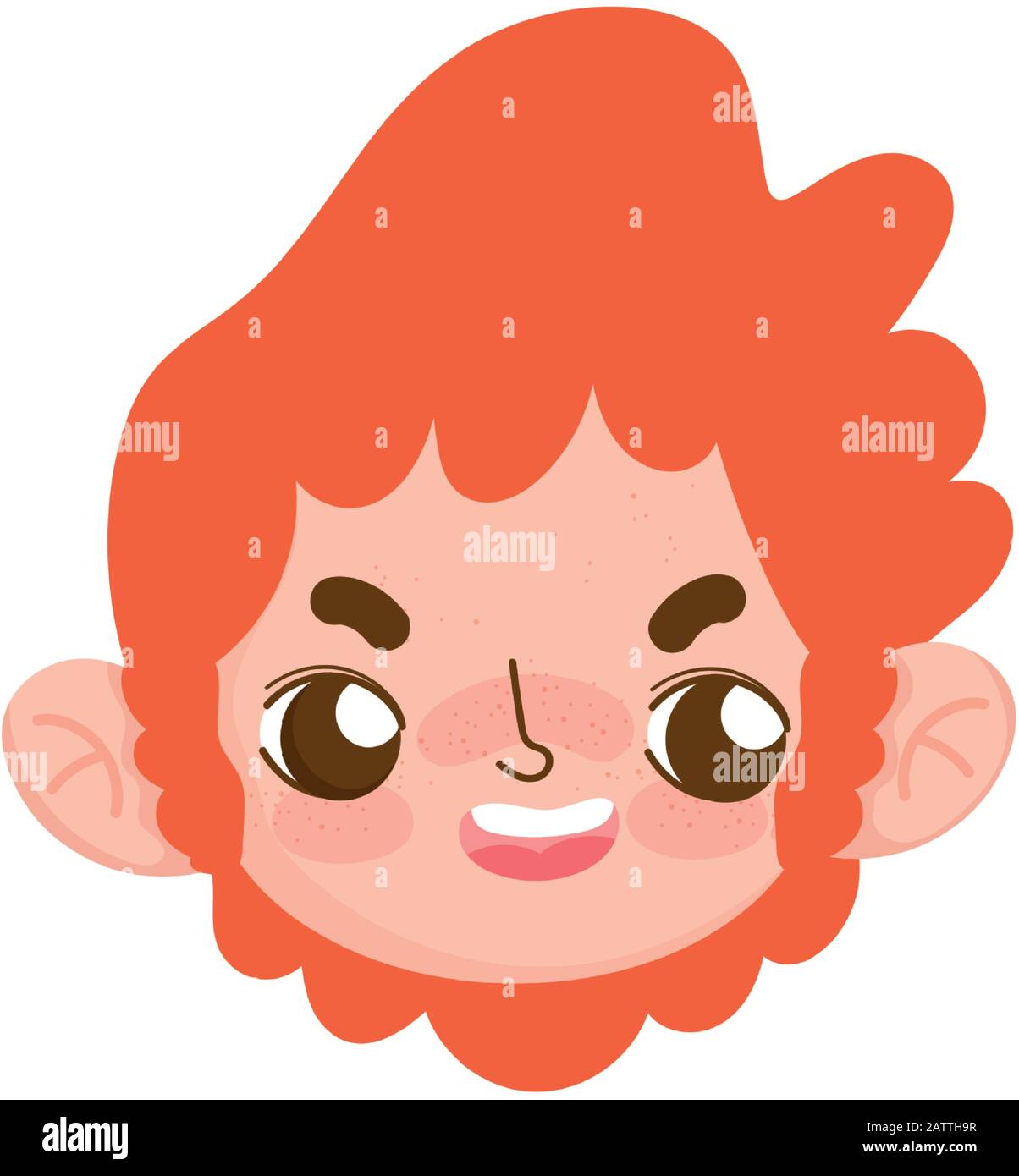 little boy curly hair red face expression vector illustration Stock ...