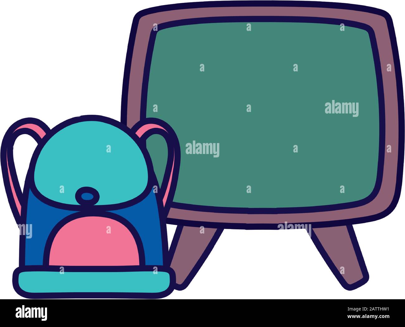 back to school education backpack and chalkboard vector illustration ...