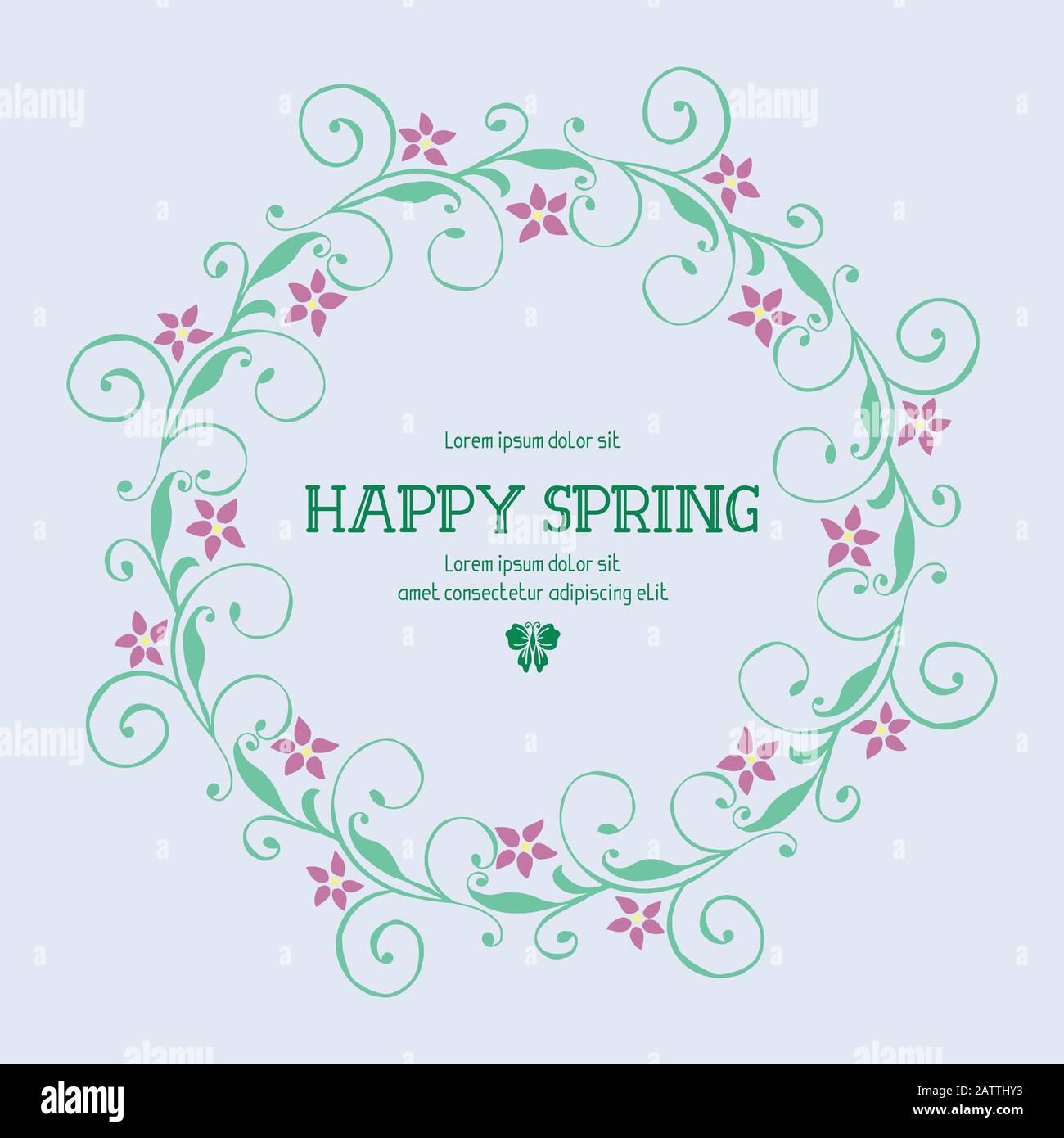 Element design of leaves and wreath frame, for happy spring poster ...