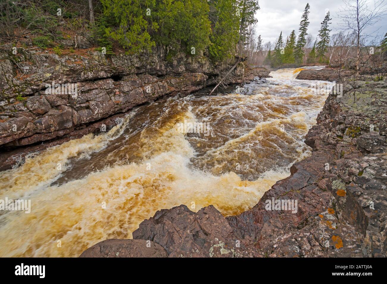 River Rushing to the Great Lakes in Temperance River State Park in ...