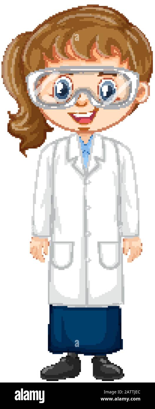Girl in science gown on white background illustration Stock Vector ...