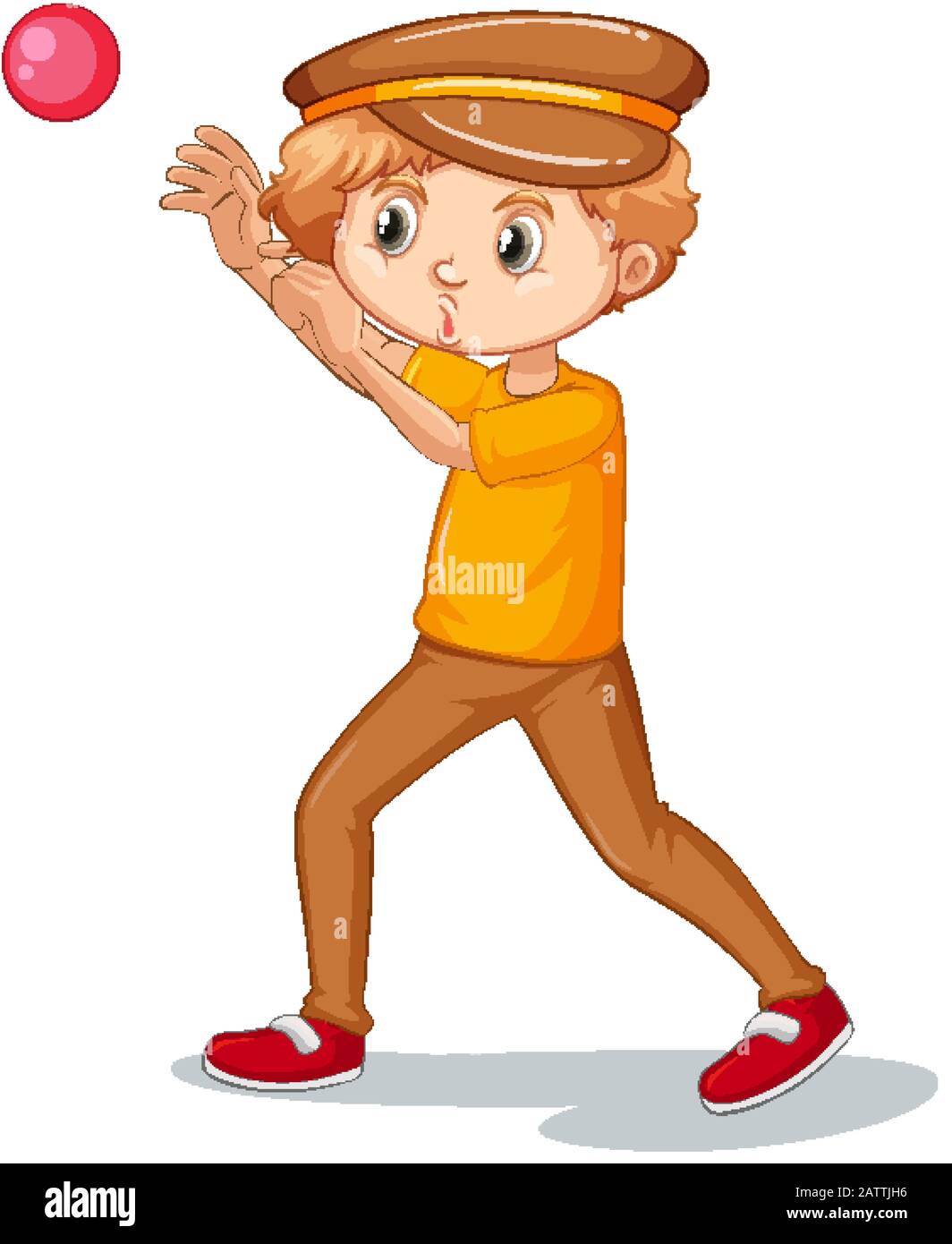 Boy throwing ball on white background illustration Stock Vector Image ...