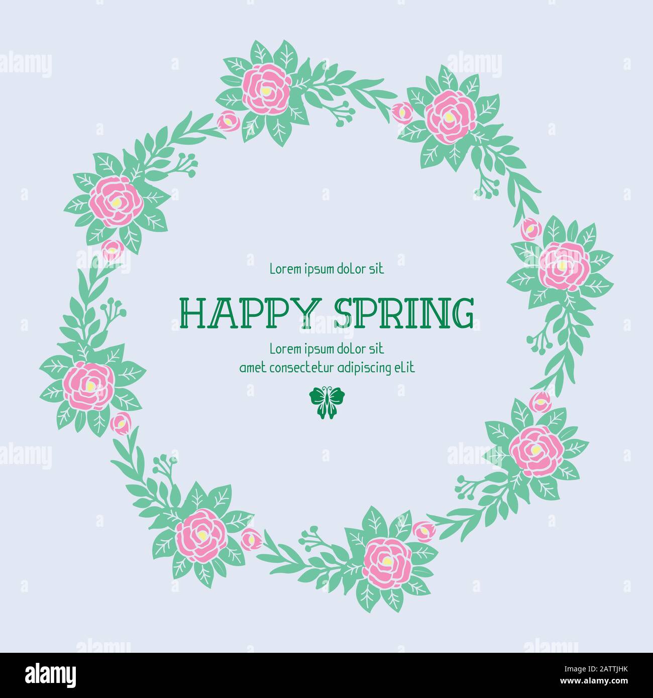 Template for happy spring greeting card design, with beautiful of leaf ...
