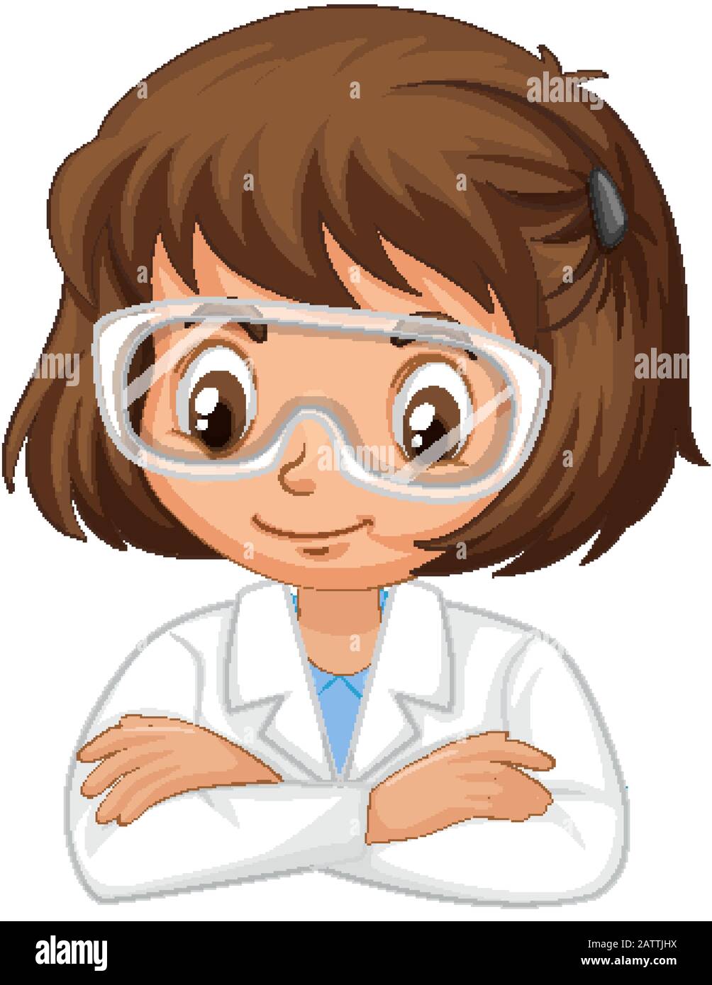 Girl in lab gown on isolated background illustration Stock Vector Image ...
