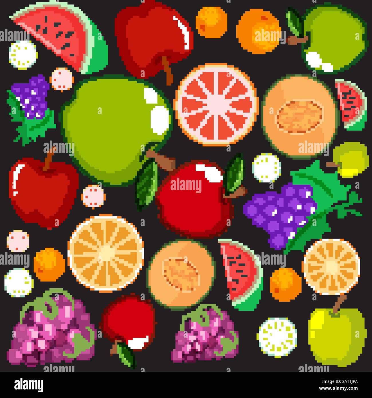Seamless background pattern with different fruits illustration Stock ...