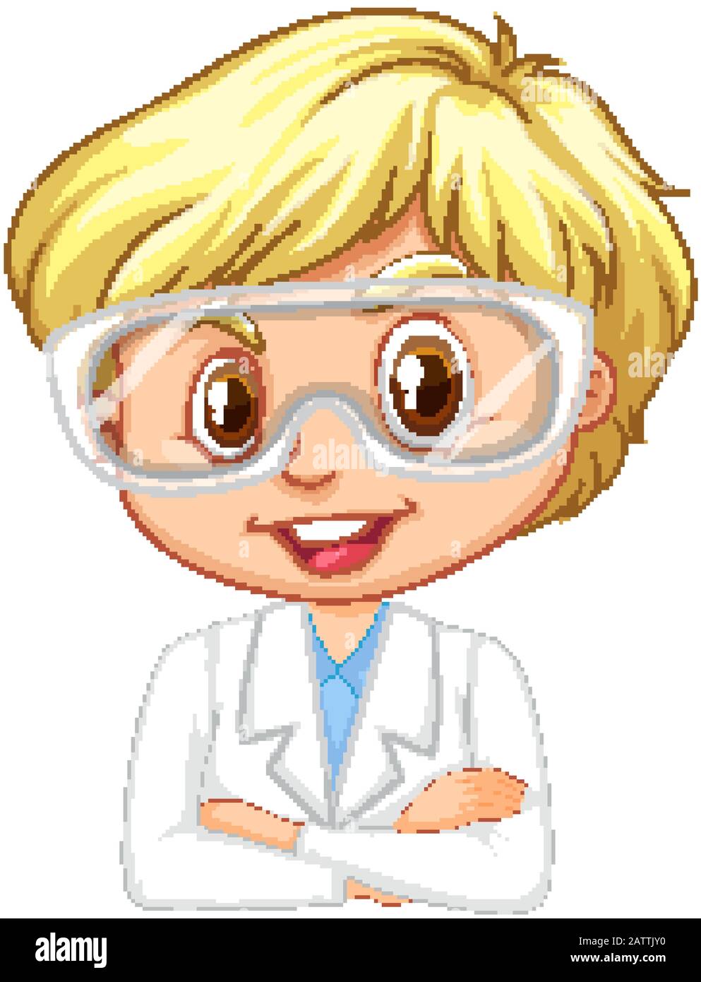 Boy in science gown on white background illustration Stock Vector Image ...