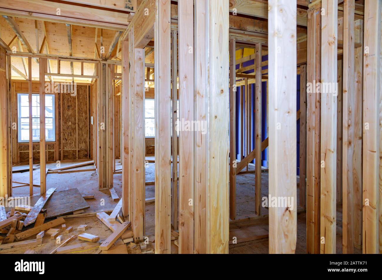 Framing beam of new house under construction home beam construction ...