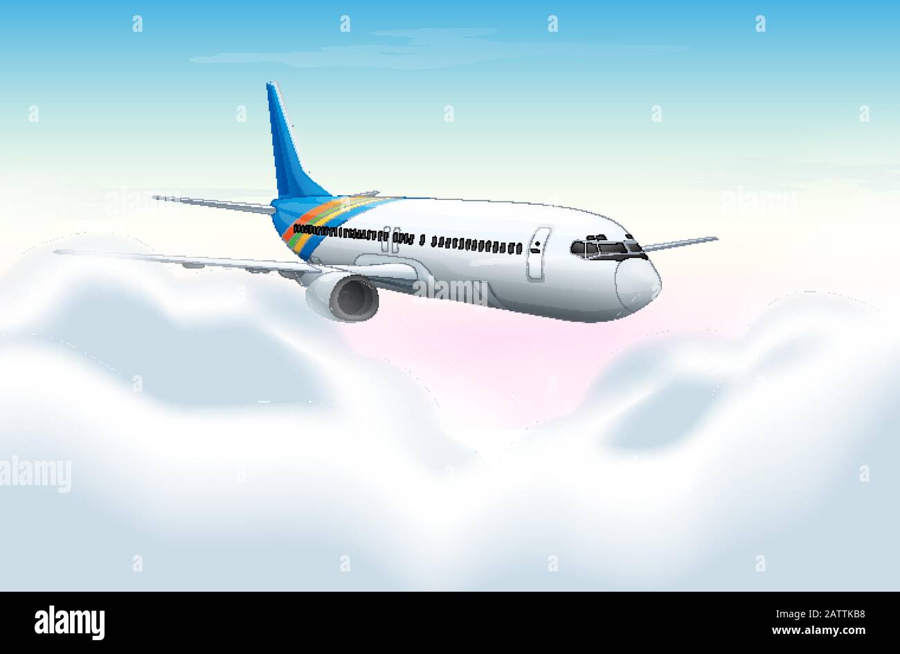 Scene with airplane flying in the sky illustration Stock Vector Image ...