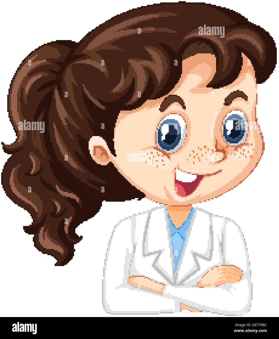 Girl in lab gown on isolated background illustration Stock Vector Image ...