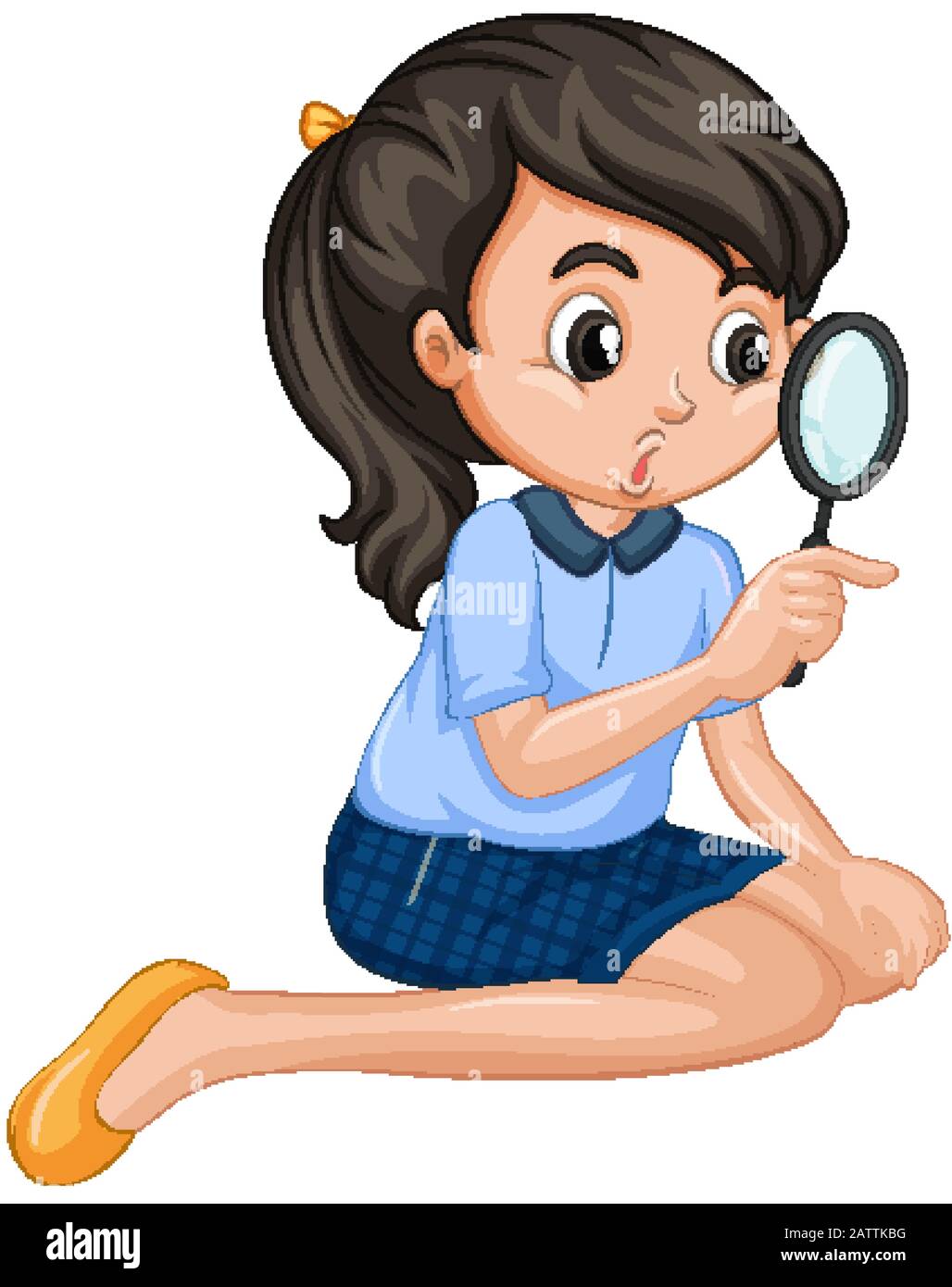 Kids Using Magnifying Glass Clip Art