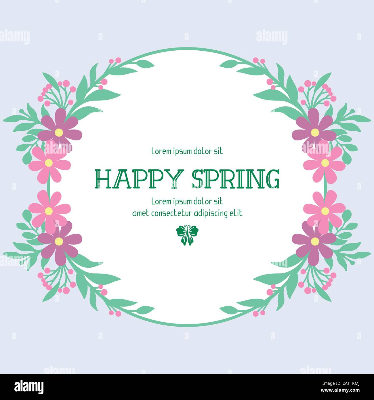 Happy spring greeting card template design, with leaf and floral ...
