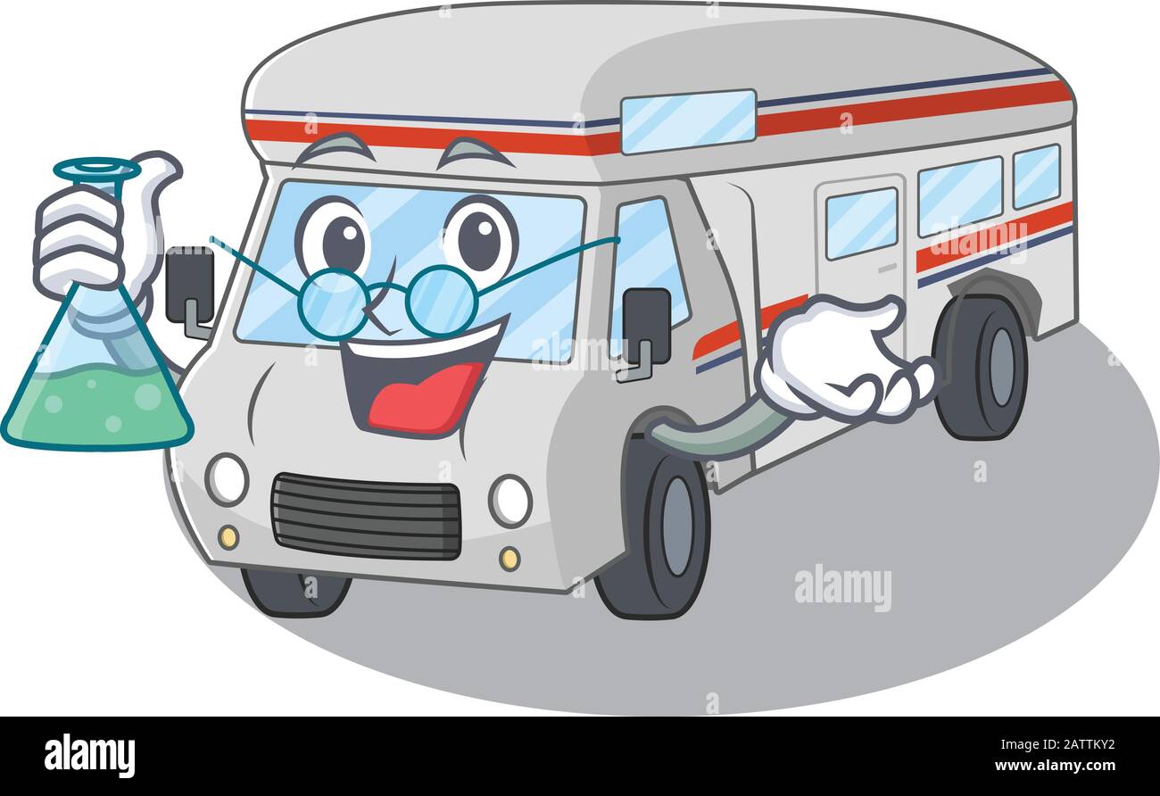 Cool clever Professor cartoon character with glass tube Stock Vector ...
