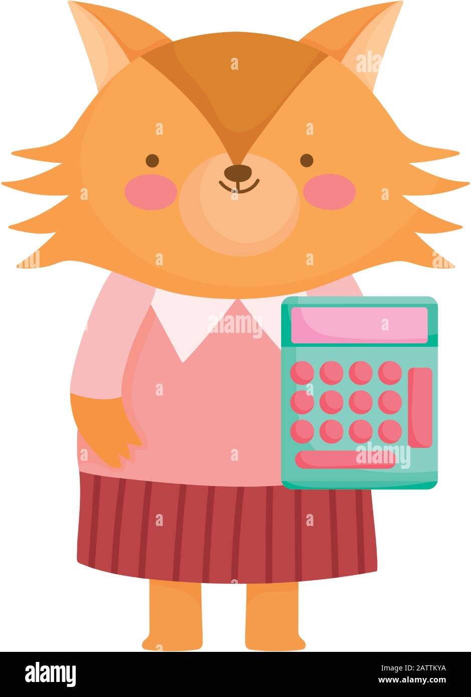back to school education cute fox teacher with calculator vector ...