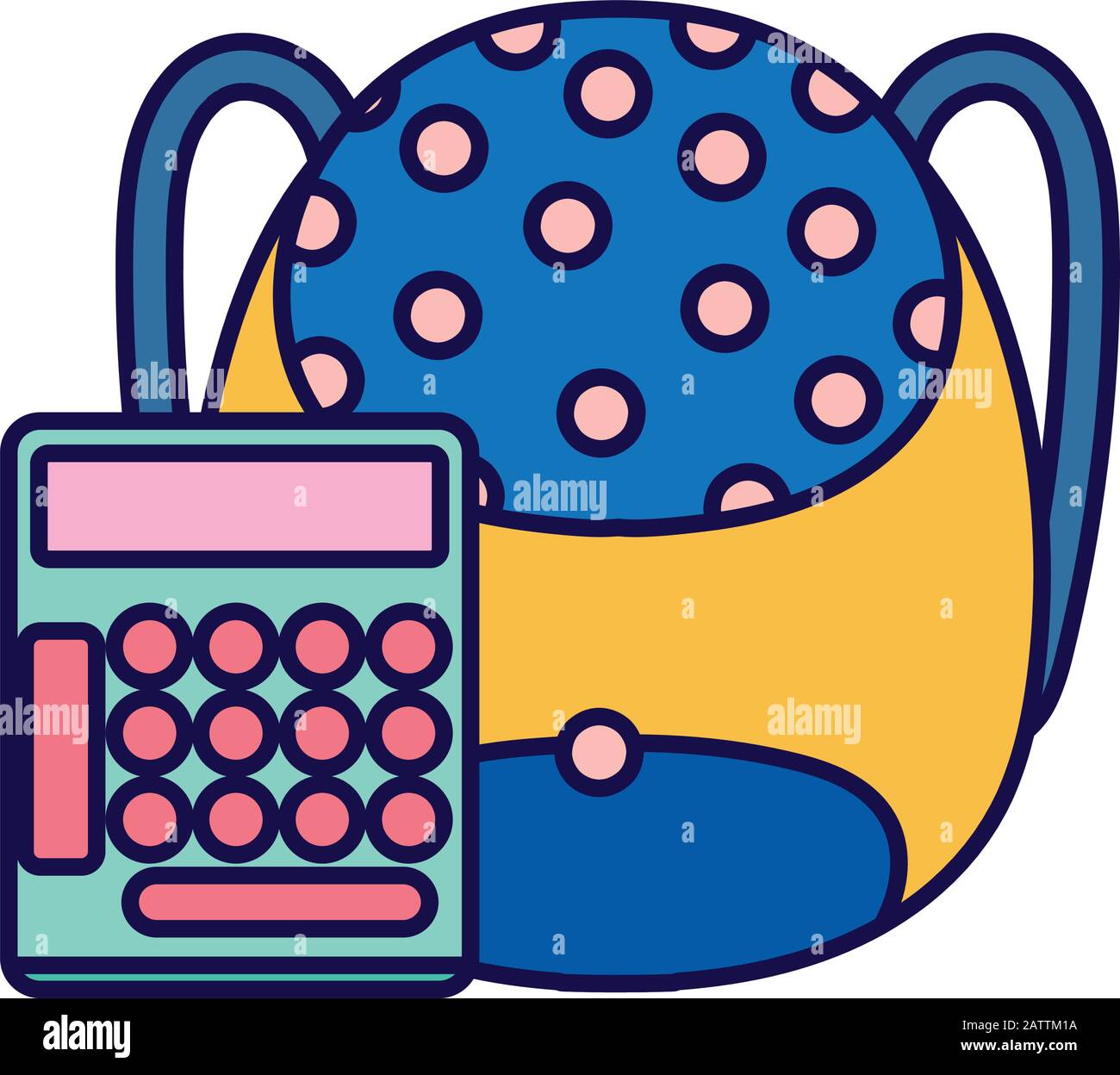 back to school education dotted backpack and calculator vector ...