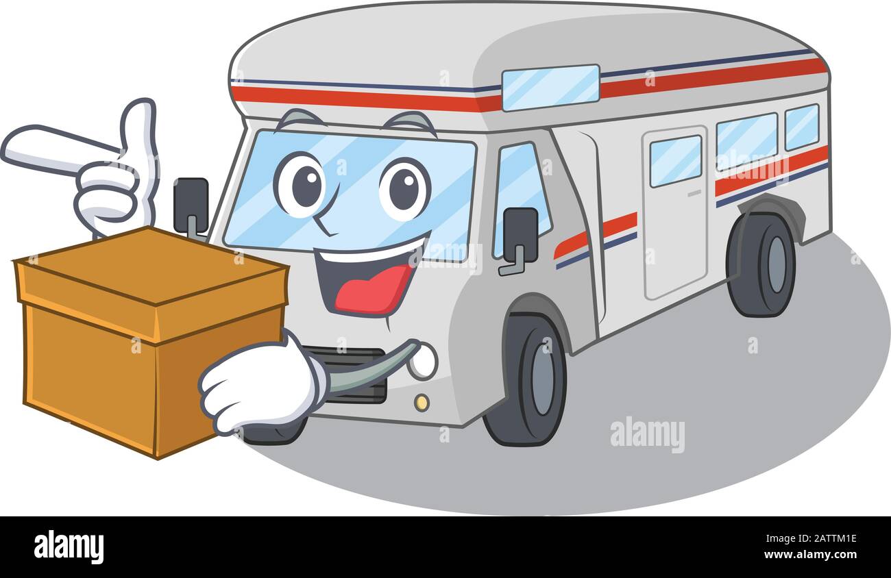Cute campervan cartoon character having a box Stock Vector Image & Art ...