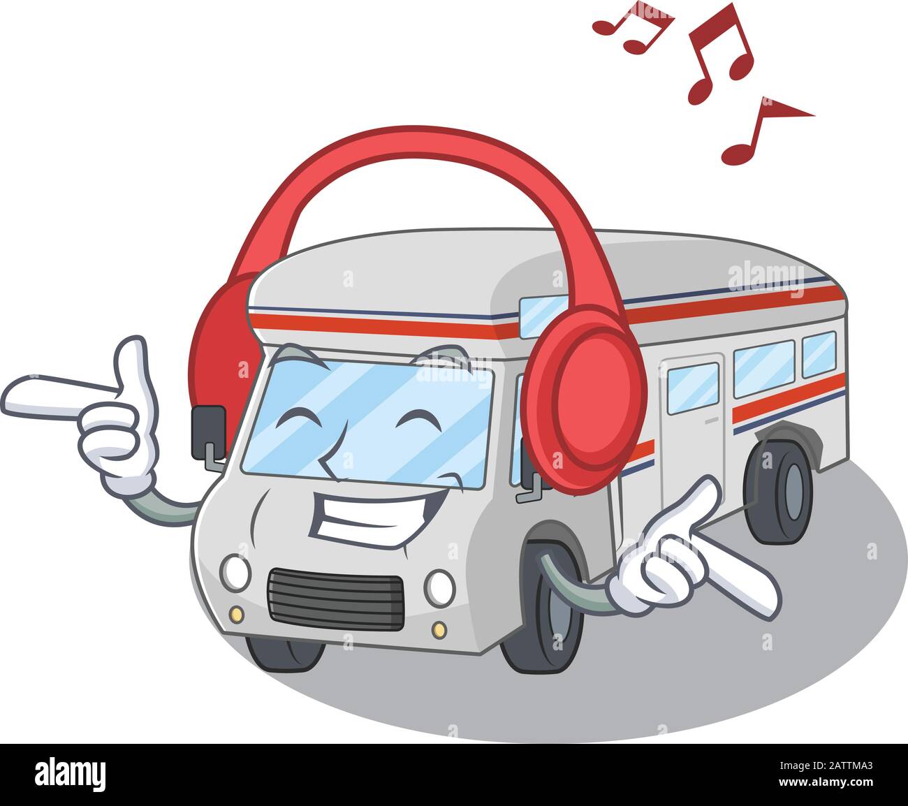 Listening music campervan the cartoon character concept Stock Vector ...